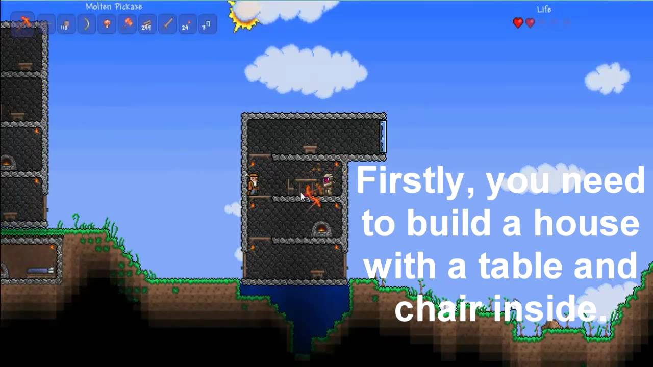 Terraria: How to summon a Merchant - YouTube