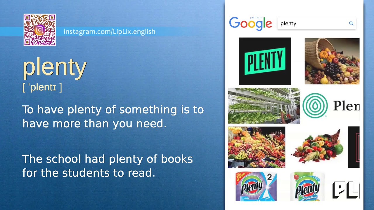 Plenty : B1 level english vocabulary lesson, www.LipLix.com - YouTube