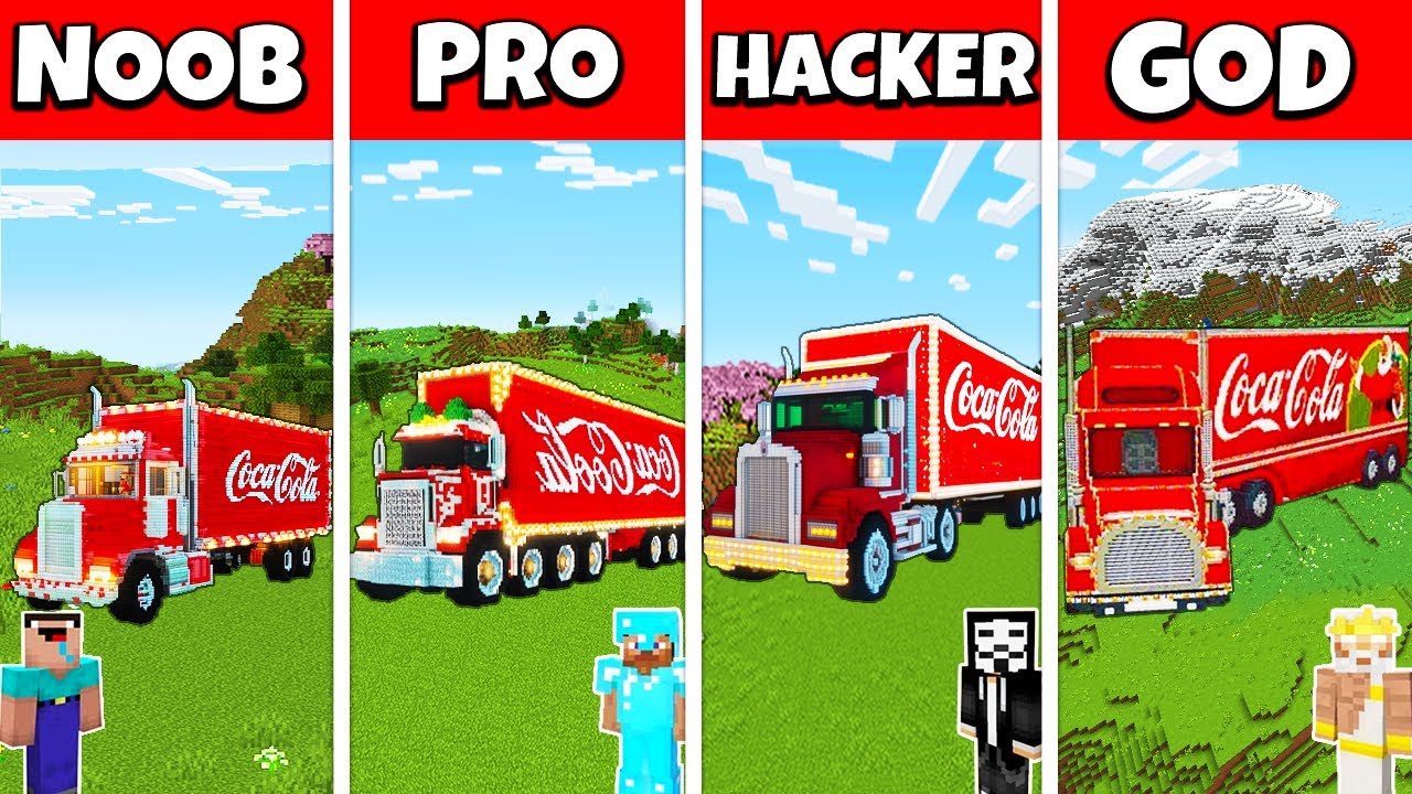 Minecraft Coca Cola Truck Build Challenge - Noob vs Pro vs Hacker vs ...