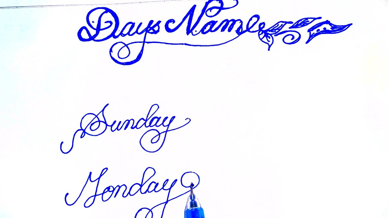 Sunday Monday-Days of the week /Magical cursive writing / Saptah ke din ...