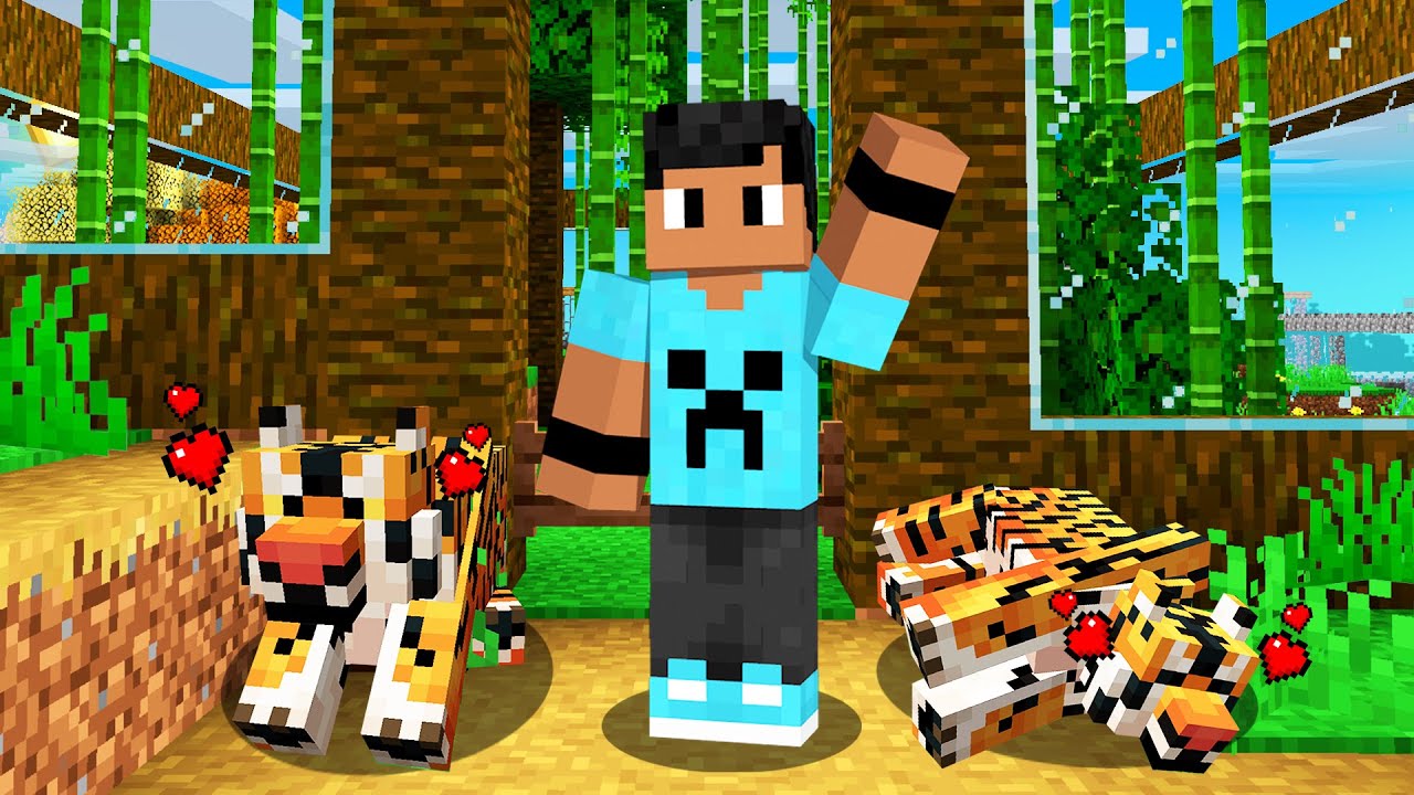 CRIEI UMA JAULA PARA TIGRES NO MINECRAFT - YouTube
