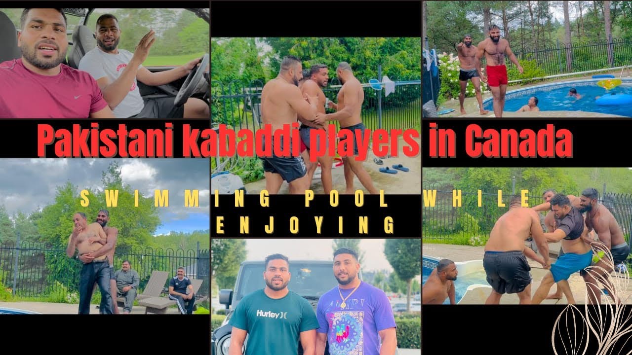 Pakistani kabaddi players in Canada swimming pool while Enjoying - YouTube
