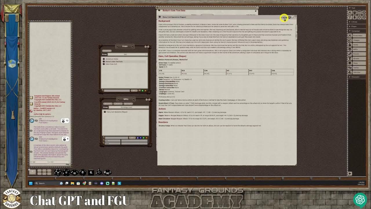 Chat GPT Content Creation for FGU| Fantasy Grounds Unity| FGU 4.3.8 - YouTube
