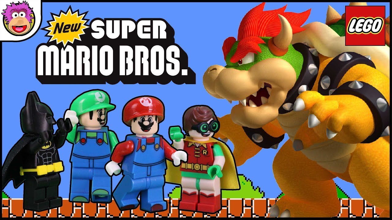 Lego Super Mario Brothers & Batman battle Bowser! Robin plays Super ...