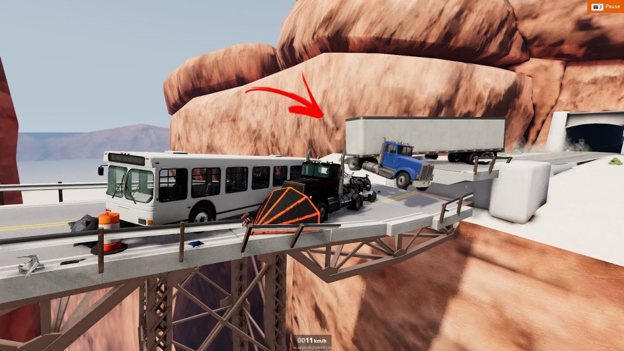 Bridge Collapse, massive Crashes Beamng Drive Crash Point - YouTube