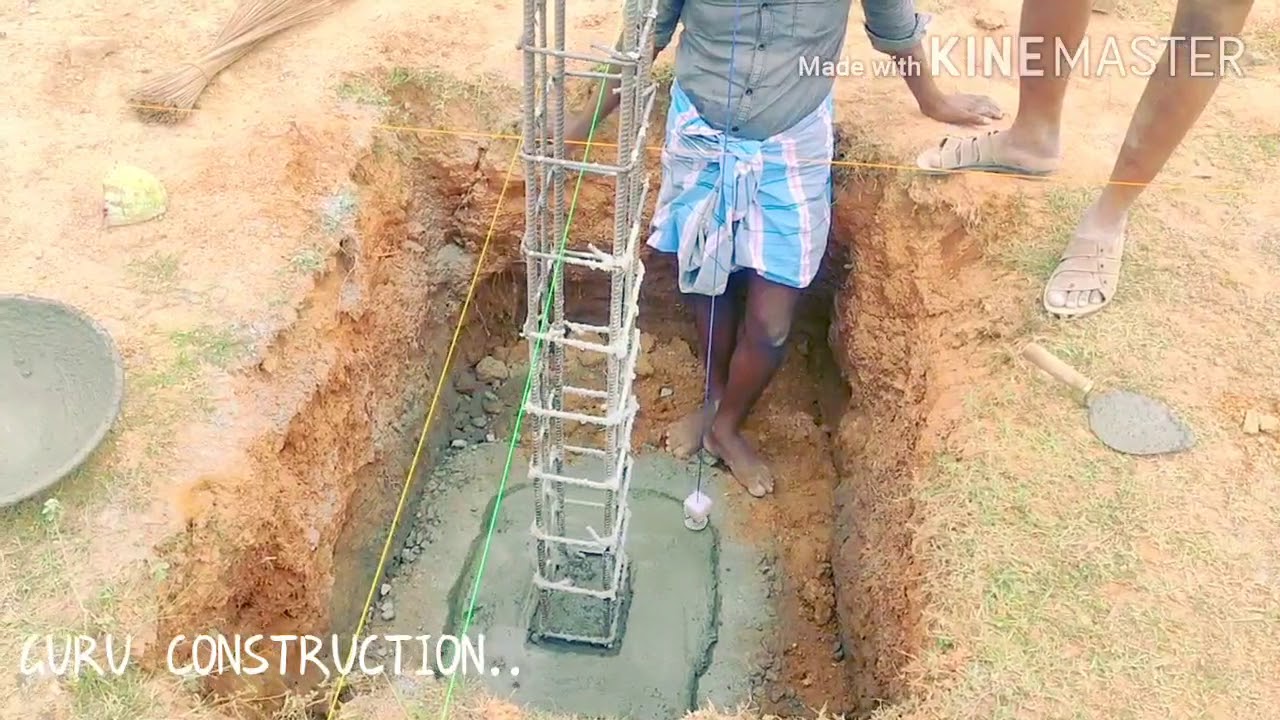 show marking and column box concrete work in footing level - YouTube