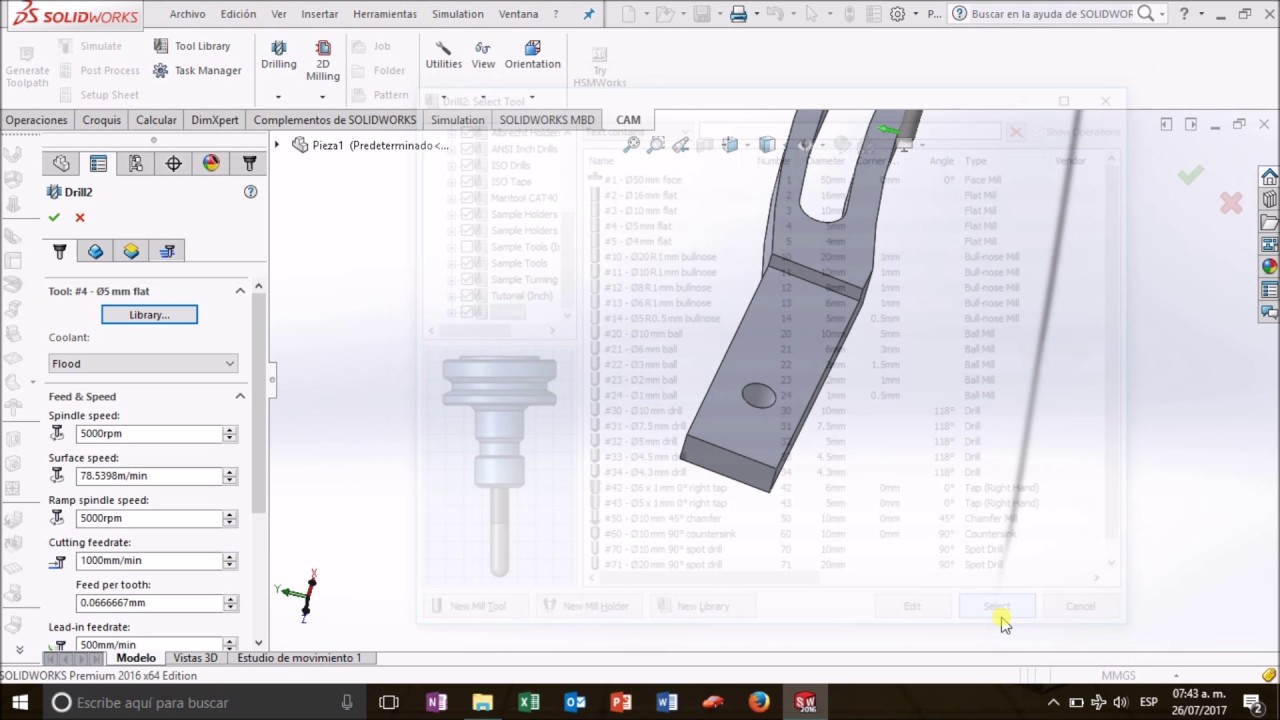 Mecanizado en SolidWorks utilizando HSM Xpress - YouTube