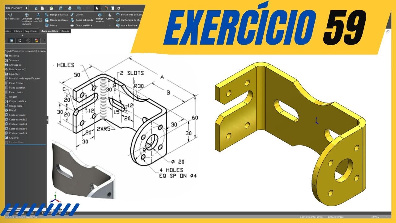 SOLIDWORKS AULA PRÁTICA - EXERCÍCIO #59 - YouTube