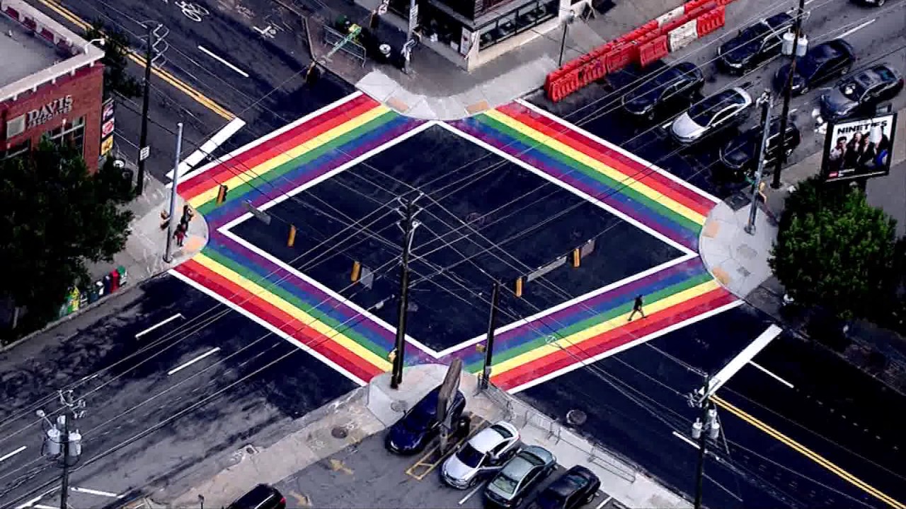 Rainbow intersection in Midtown Atlanta - YouTube