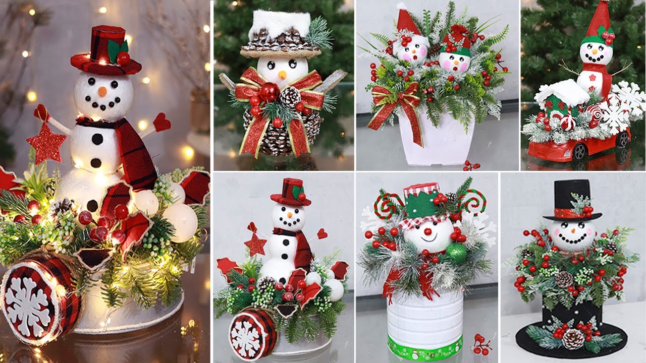 5 Centerpiece Arrangement Snowman Christmas Decoration For Table - YouTube