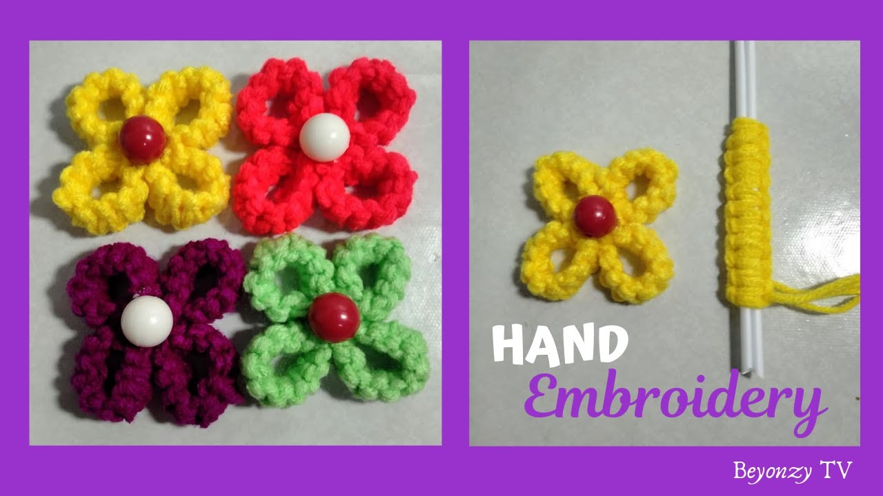 Hand Embroidery Amazing Trick / Flower Craft Ideas with Yarn / Wool ...