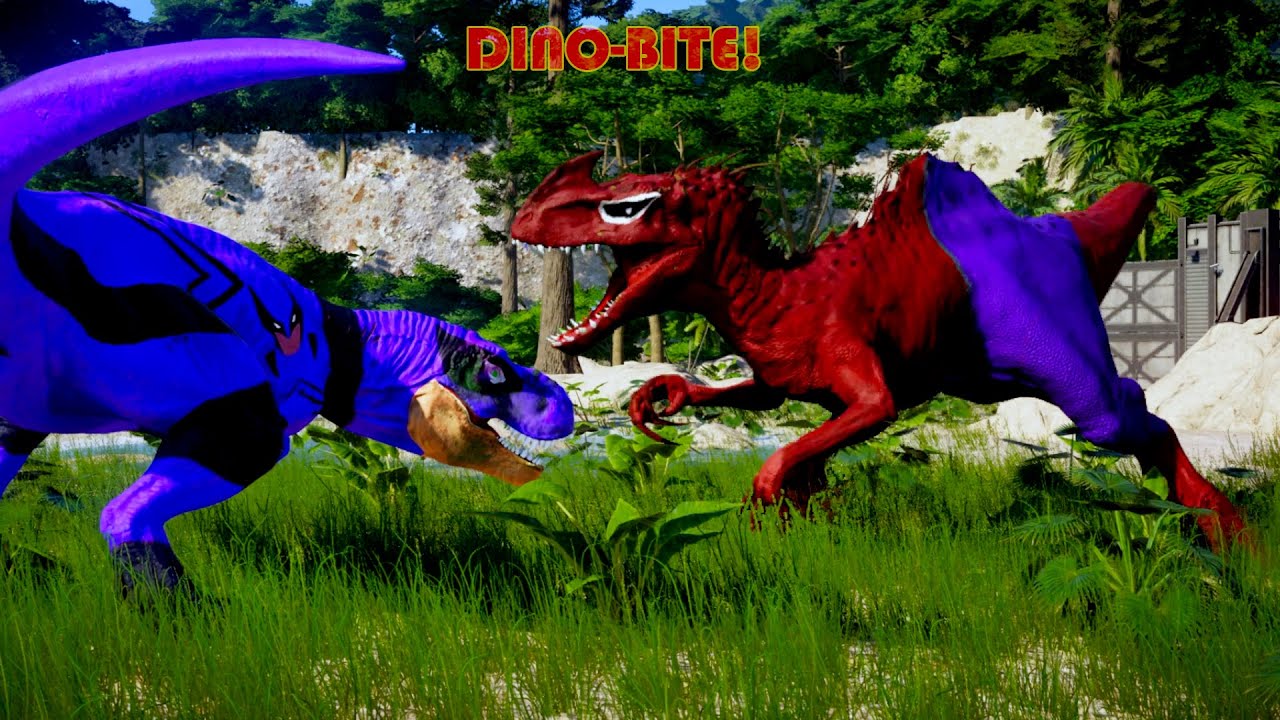 Epic Dinosaur Battle: Green Goblin Tyrannosaurus vs Blue V-REX ...