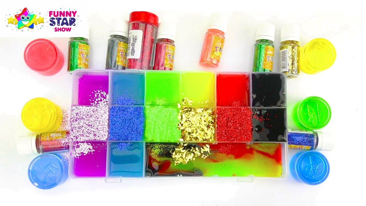 Combine Glitter Slime Mix All Colors Water Clay Case Learn Colors Slime ...