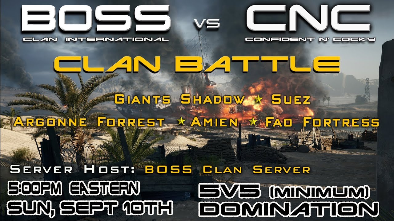 [BOSS] vs [CNC] Battlefield 1 - Domination Clan Battle - YouTube