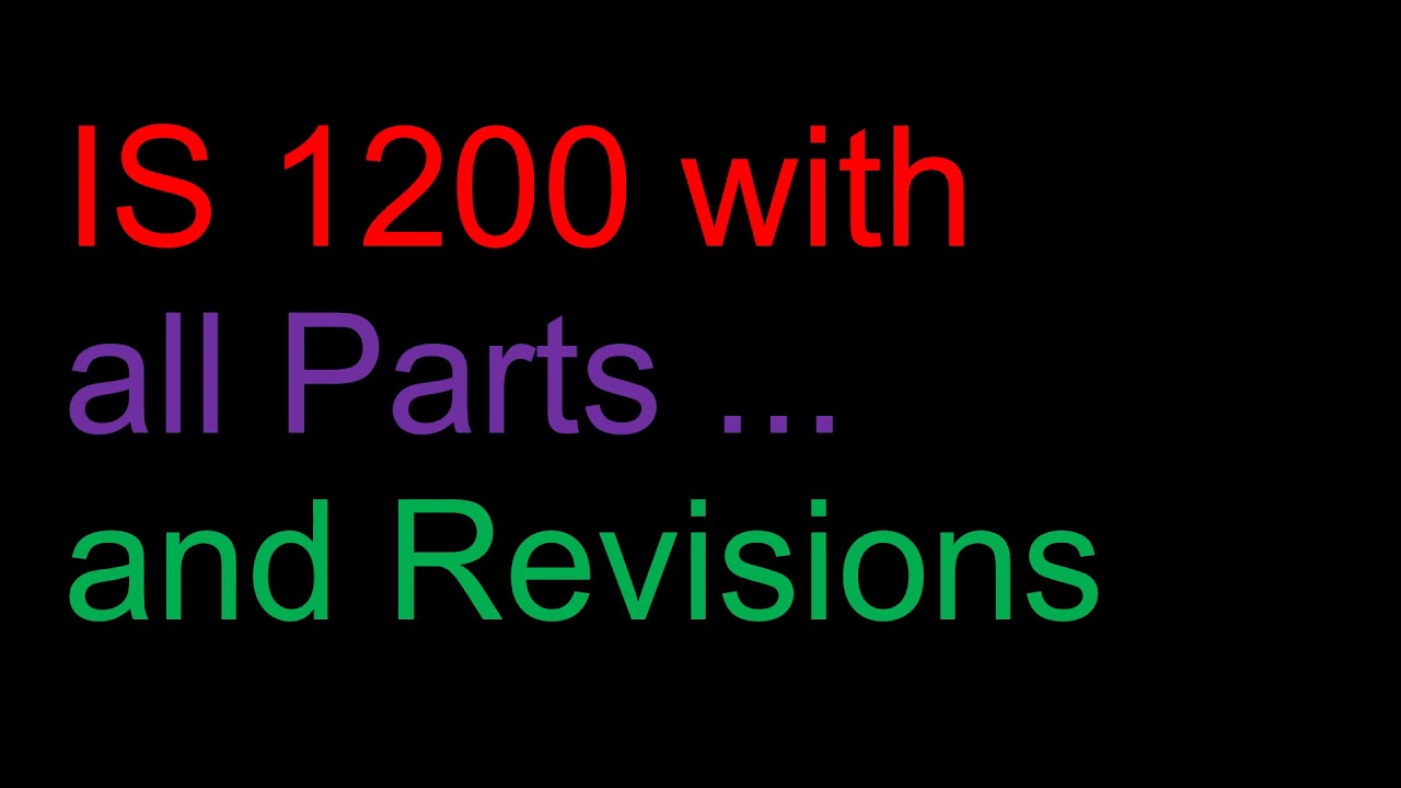 #IS 1200 #Code with Partwise and Revision for Civil Engineer... - YouTube