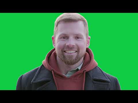 Green Screen Video of a Laughing Man with a Beard