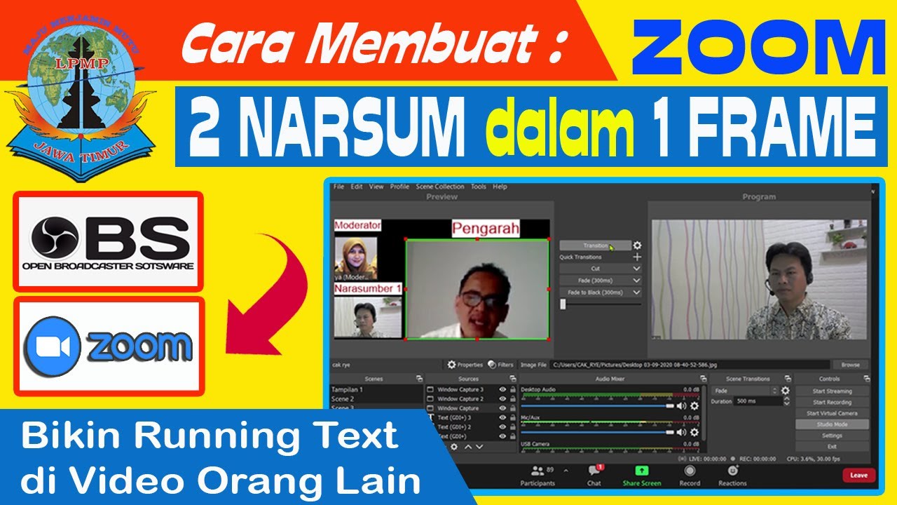 Tutorial OBS to ZOOM : OBS Windows Capture Multi View | Membuat Running ...