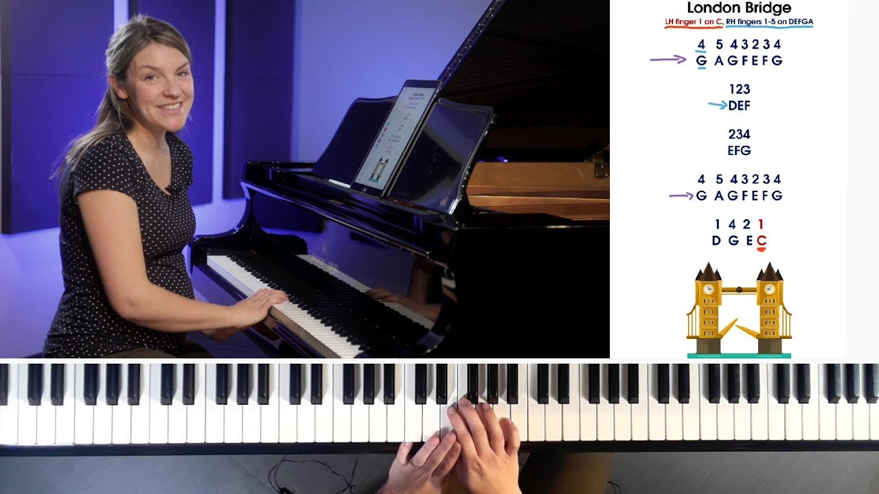 🎹London Bridge is Falling Down Piano Tutorial - Nursery Rhymes - Online ...