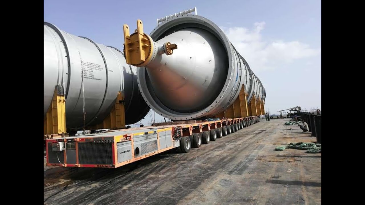 SPMT Hydraulic Axle Heavy haulage 800 MT transportation - YouTube
