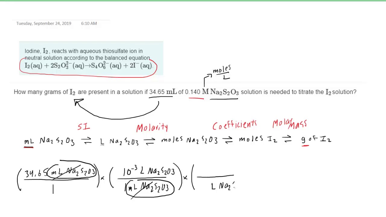 How many grams of i2 are present in a solution - YouTube