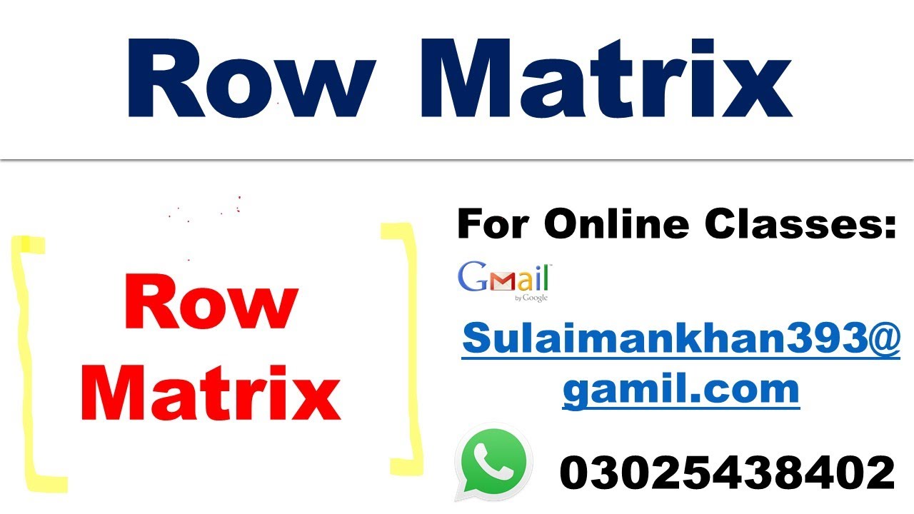 Row Matrix Definition - YouTube