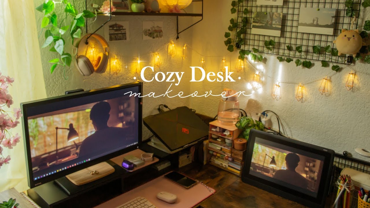 Desk makeover: soft pastel pink accessories 🌸 cozy setup + organizing ...