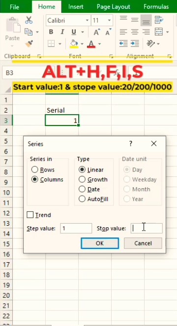 Excel Tips: How to type SERIAL NO 1-to-1000 in seconds? Excel Interview ...