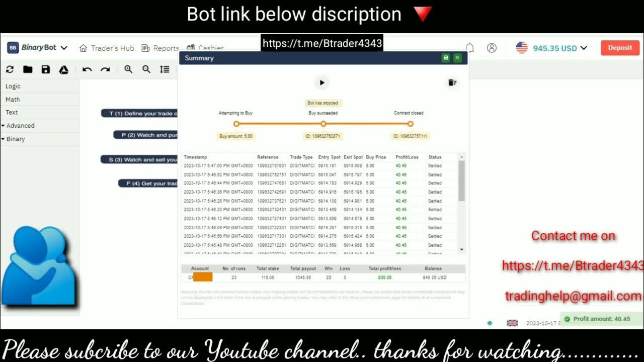 Binary bot | Deriv bot | Digitmatch no loss bot live trade 2023.10.17 #binary #deriv #botbinary ...