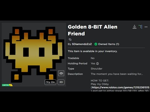How to redeem Golden 8-BIT Alien Friend UGC Limited with Code | Roblox ...