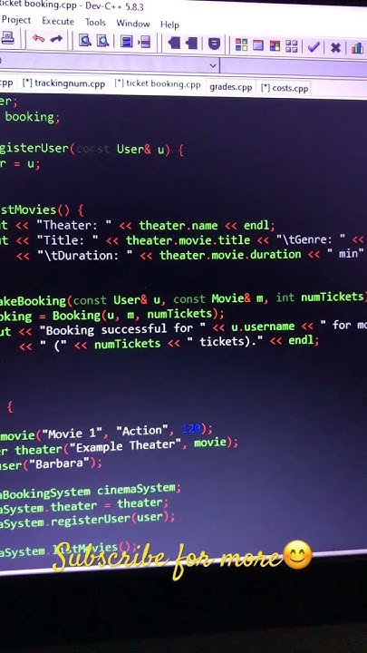Cinema Ide Dev C Cppprogramming Codingtime Youtube