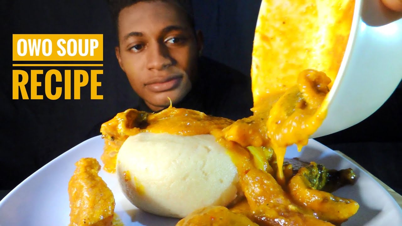 ASMR EATING AFRICAN NIGERIAN SEMO AND OWO SOUP RECIPE & MUKBANG(No ...
