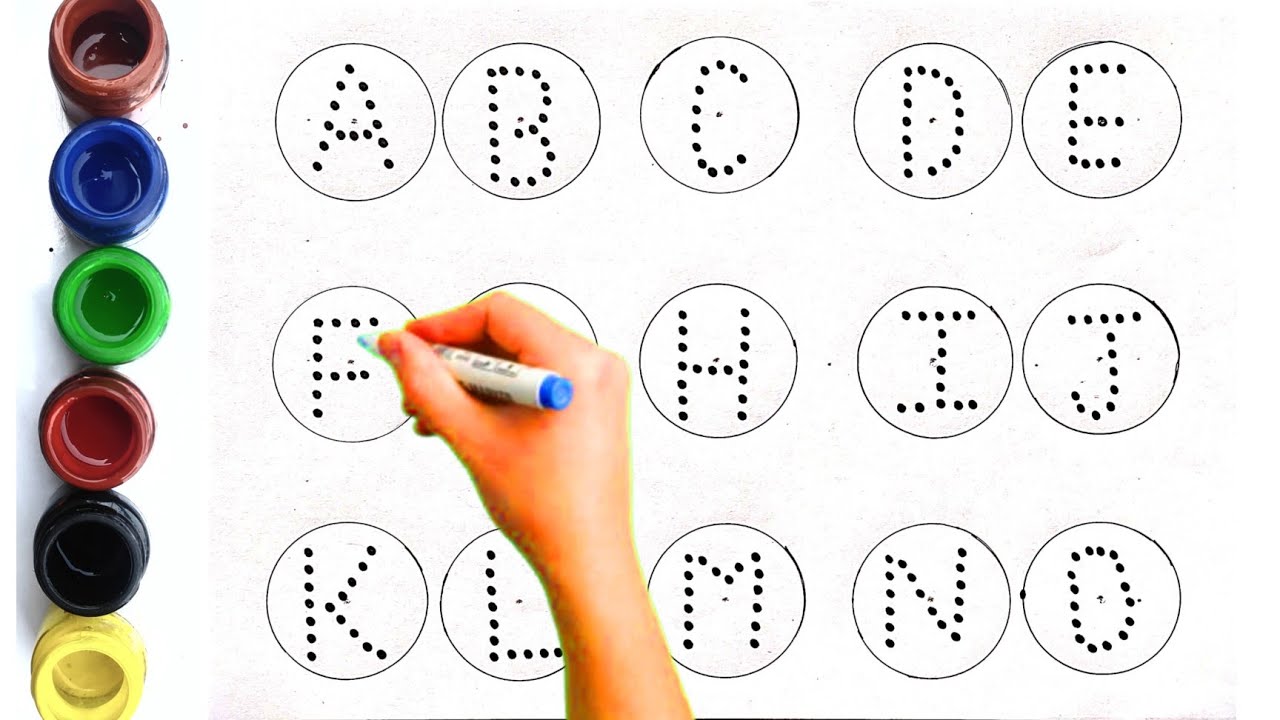 Kids studying abcd alphabets drawing, afor apple, b for ball, drawing ...