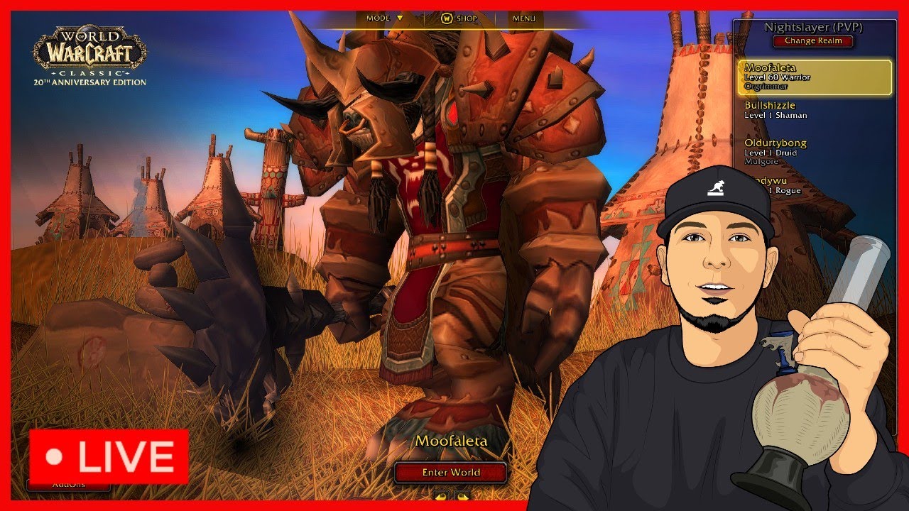 🔴 WOW Classic PVP Server Nightslayer 60 Tauren Warrior Live Gameplay ...