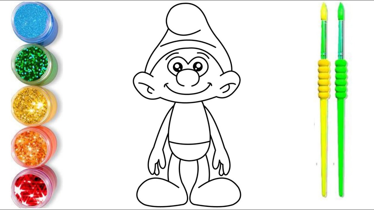 A Beautiful Smurf draw and colour for kids and toddlers easy | How to ...