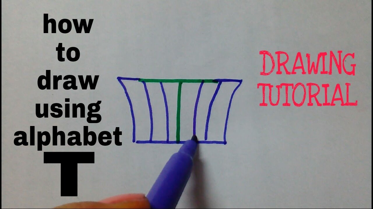 How to draw using alphabet T | drawing using alphabets | drawing ...