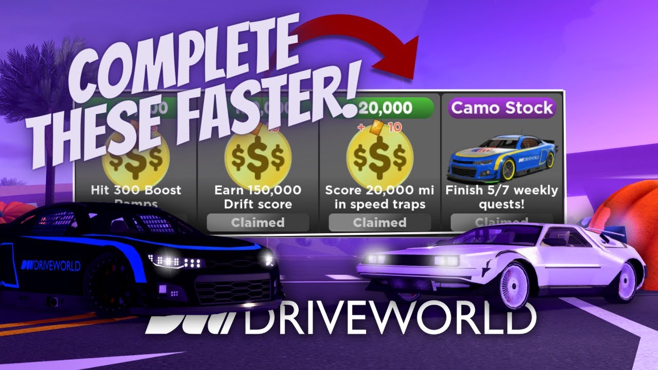 FASTEST WAY TO COMPLETE WEEKLY QUESTS IN DRIVE WORLD! - YouTube