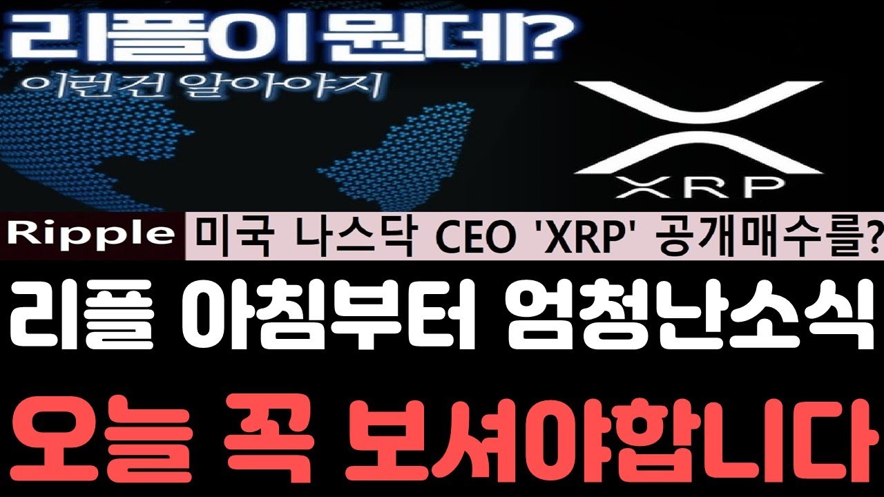 리플전망 리플 Xrp 드디어 나스닥기업에 Ceo가 Xrp를 공개매수 하기 시작했다 오늘 영상은 꼭 보셔야합니다 리플전망 리플호재 리플급등 리플코인 리플소송