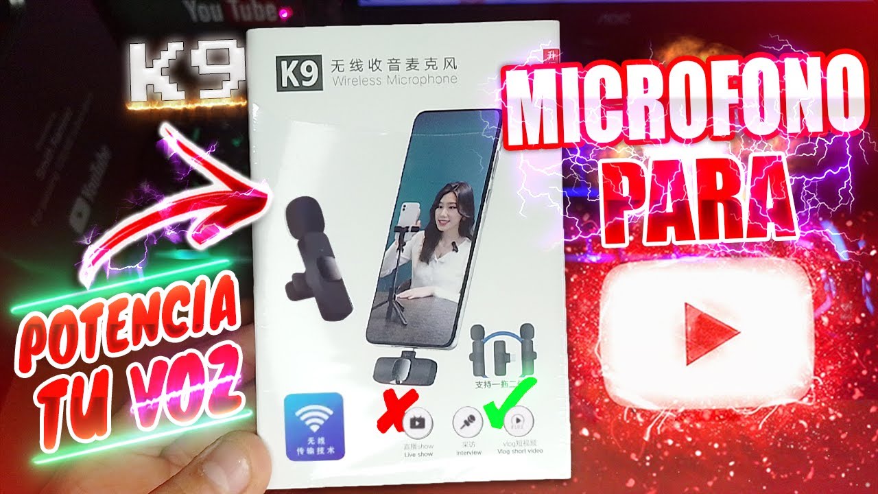 MICROFONO INALAMBRICO K9 para CELULAR ANDROID y iPHONE - YouTube