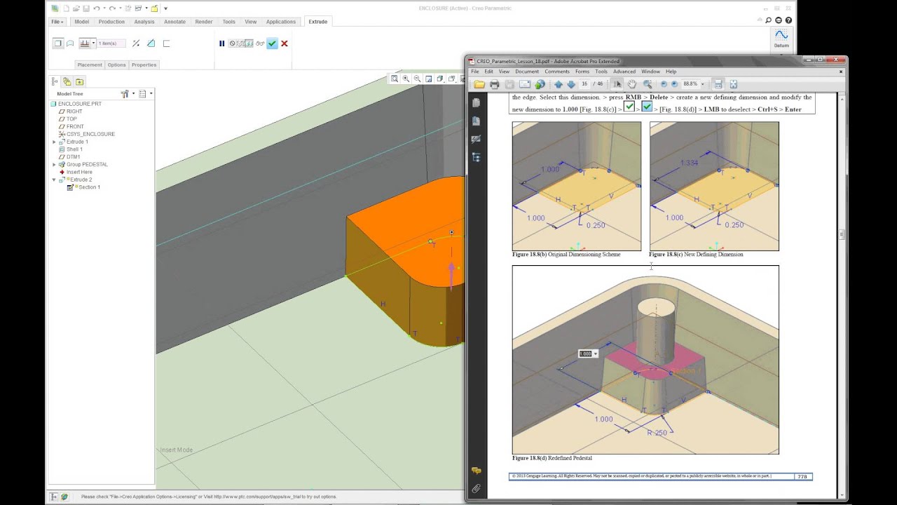 Lesson 18 Draft, Shell, Text Extrude, Suppress- Cover Creo Parametric 2 ...