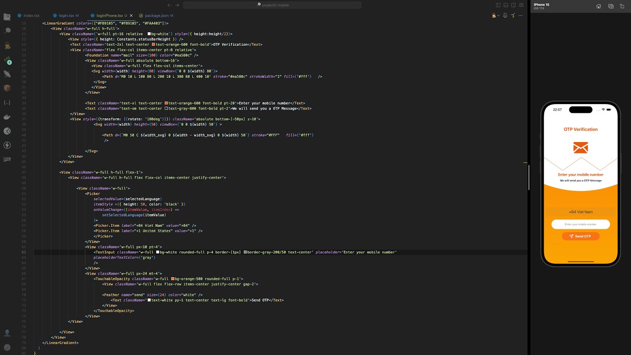 ⚡ MyFirstApp - React Native with Expo (P26) - Code Layout Login Phone Number - YouTube