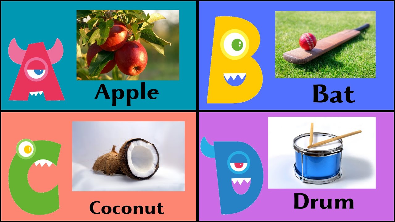 ABC Alphabet A to Z || Learning The Letters and English Vocabulary for ...