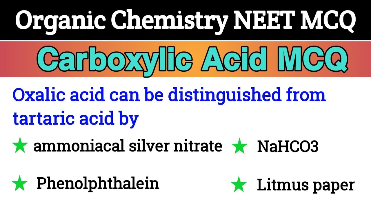 Carboxylic Acid Class 12 MCQ | Organic Chemistry | NEET Chemistry MCQ ...