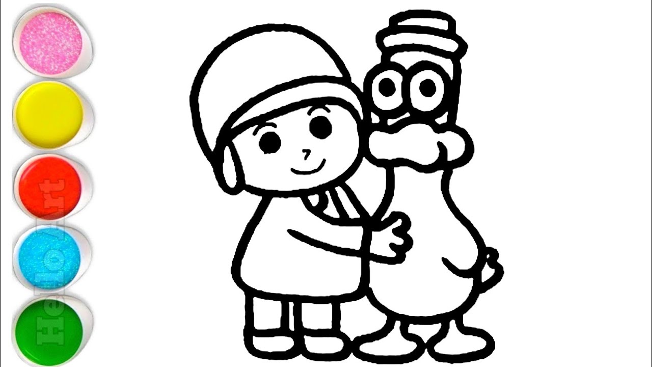 Cute Pocoyo With Pato Drawing, Painting and Coloring For Kids and ...