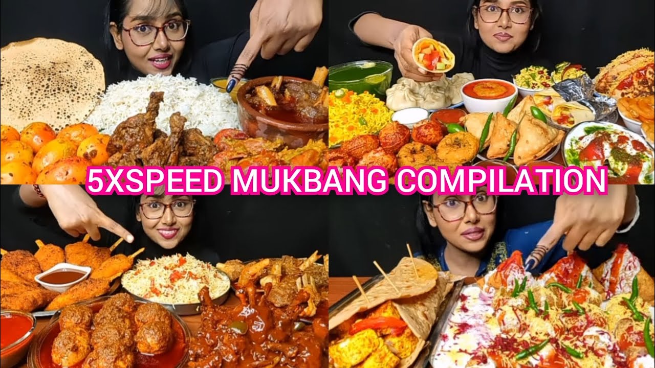 EVENING SNACKS & DINNER COMBINATION 5XSPEED EATING SOUNDS MUKBANG ...