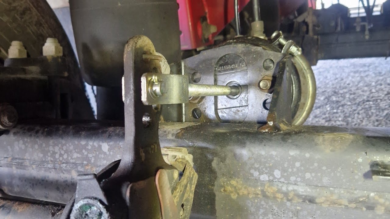 Renewing burst trailer brake chamber on the A1 in lay-by, mobile hgv ...