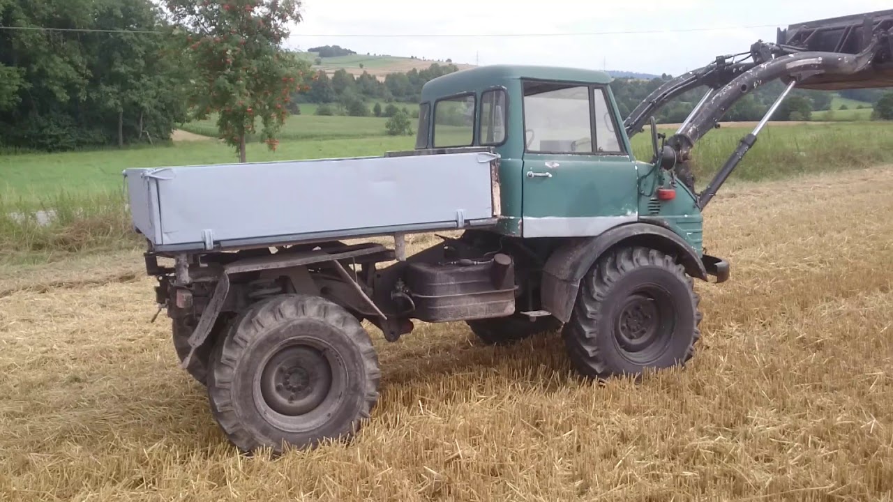 Unimog 403/406 Ez.69 mit angebautem Schmidt (Bass) Frontlader - YouTube