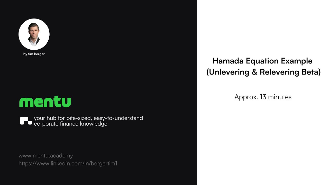 mentu | hamada equation example (unlevering & relevering beta) - YouTube
