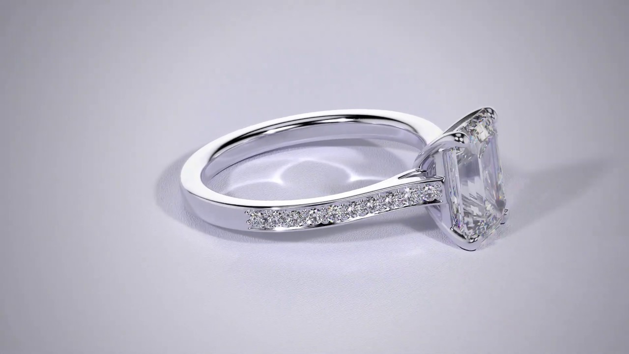Emerald cut engagement ring animation - YouTube