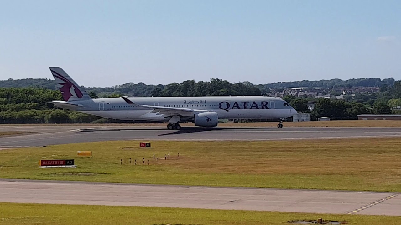 First Qatar A350 Take off - Edinburgh July 2018 - YouTube