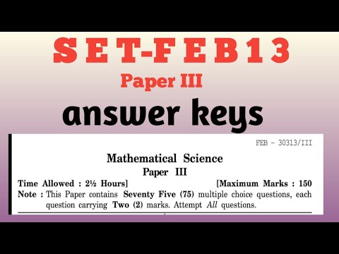 Answer Keys MH-SET mathematical Science Feb-13 - YouTube